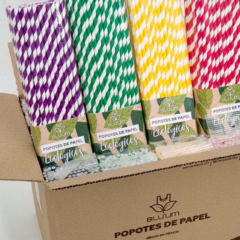 Popote Compostable Bebidas Líquidas 20 cm x 6mm - Blu'um - Popetes de ...