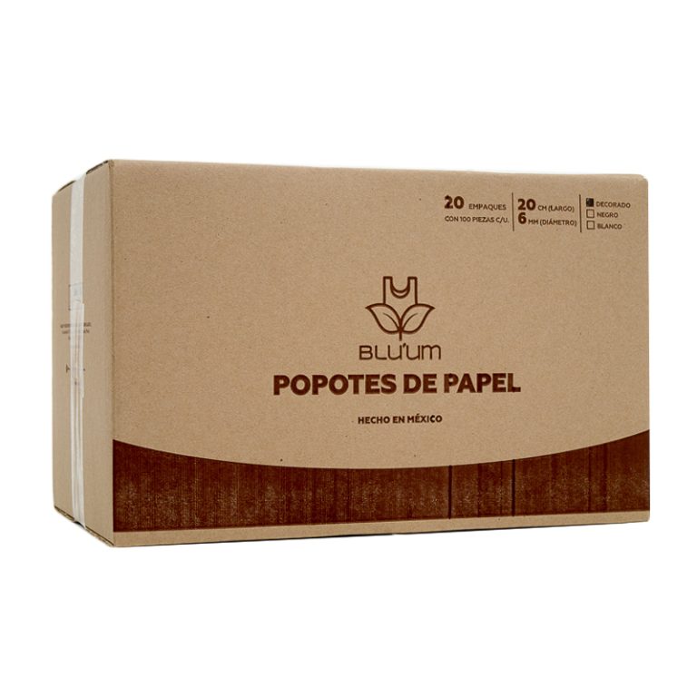 Popote Compostable Bebidas Líquidas 20 cm x 6mm - Blu'um - Popetes de ...